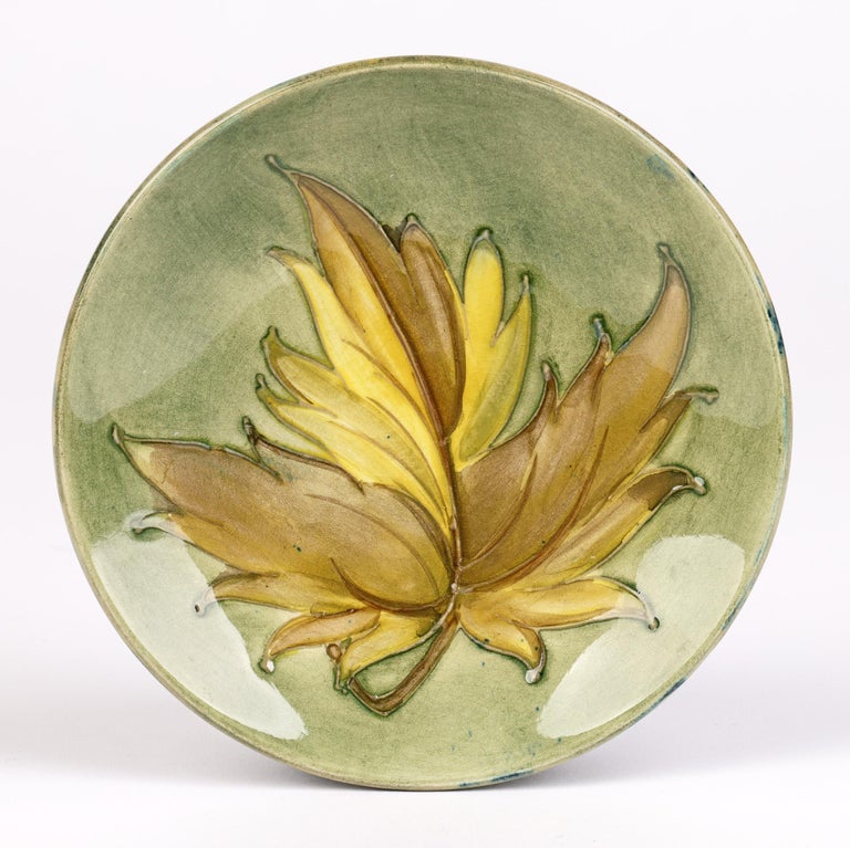 Moorcroft Art Deco Tubelined Leaf Design Pottery Dish For Sale at 1stDibs