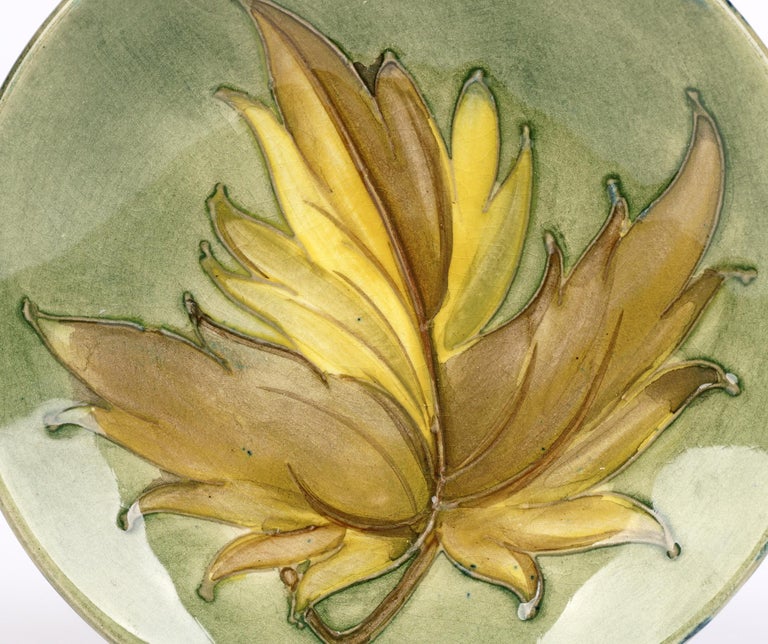 Moorcroft Art Deco Tubelined Leaf Design Pottery Dish For Sale at 1stDibs