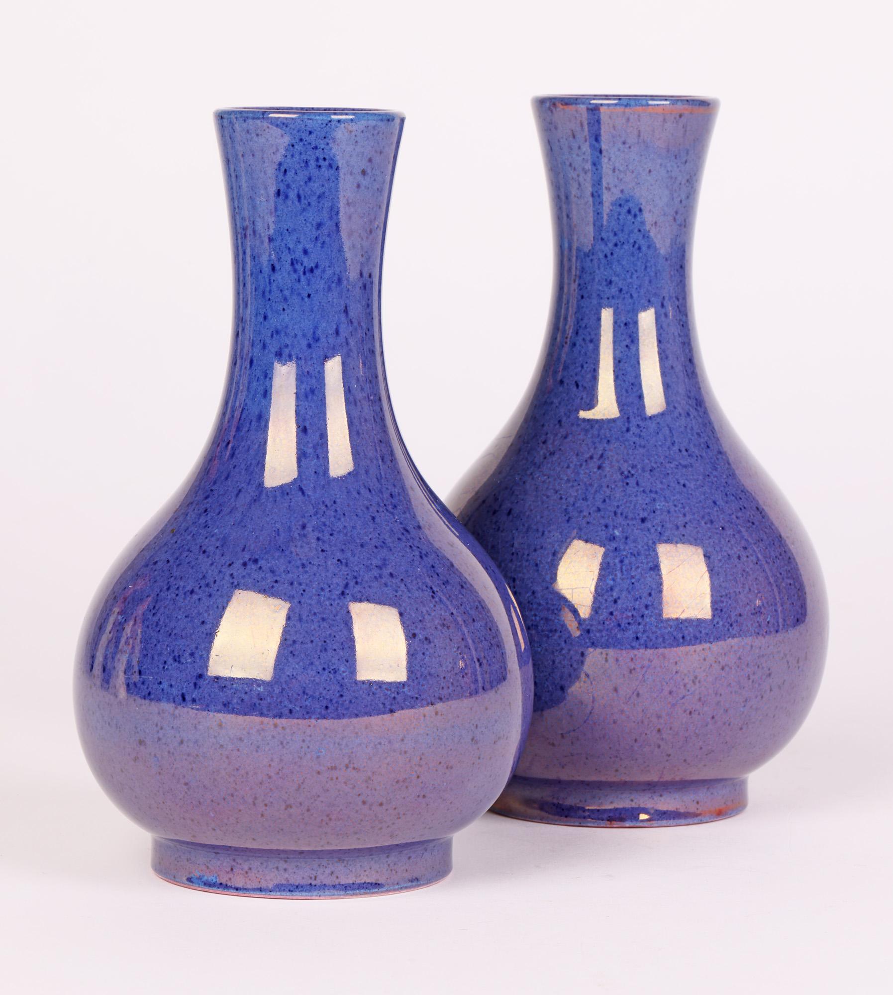 Moorcroft For Liberty and Co Pair Purple Lustre Glazed Art Pottery ...
