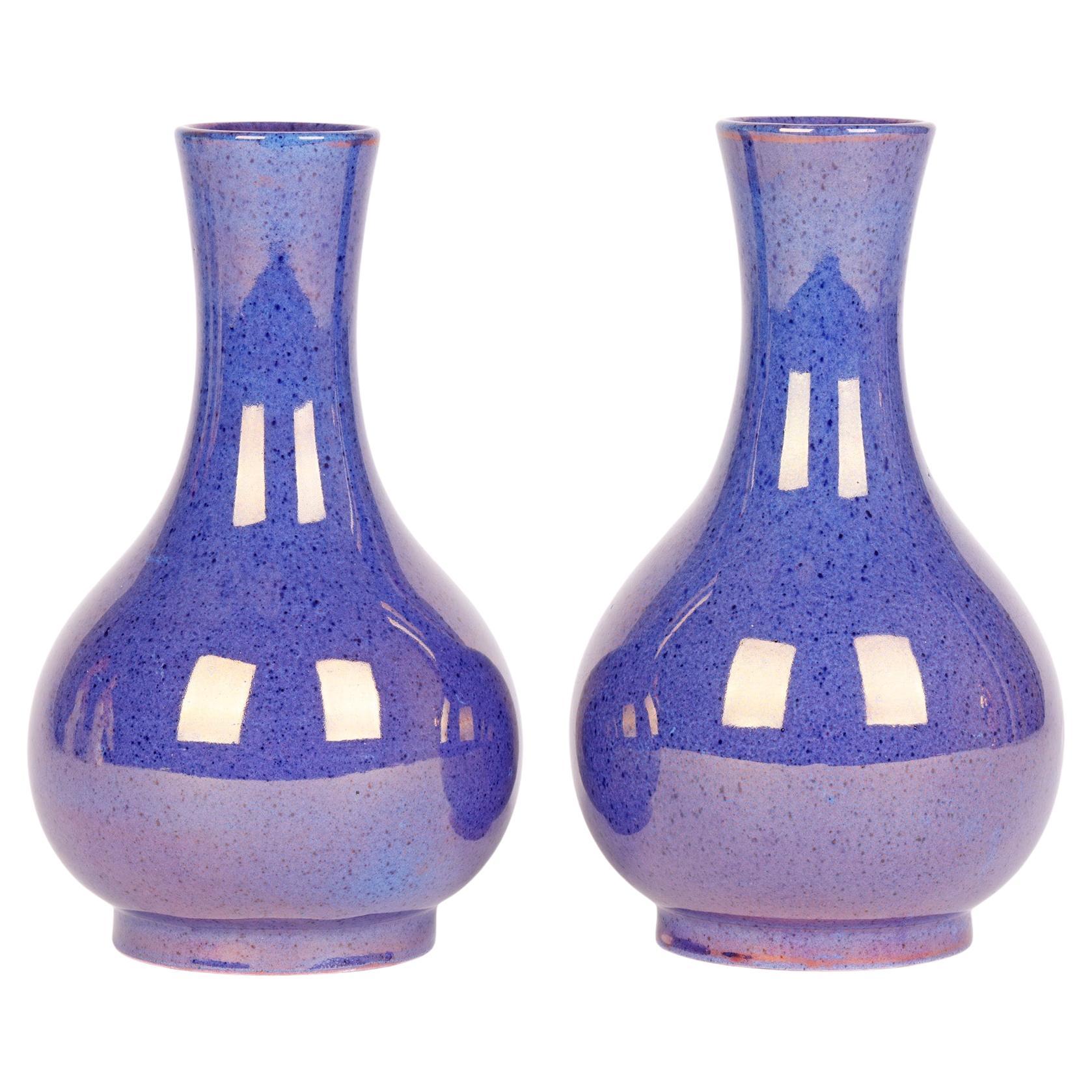 Moorcroft For Liberty and Co Pair Purple Lustre Glazed Art Pottery ...