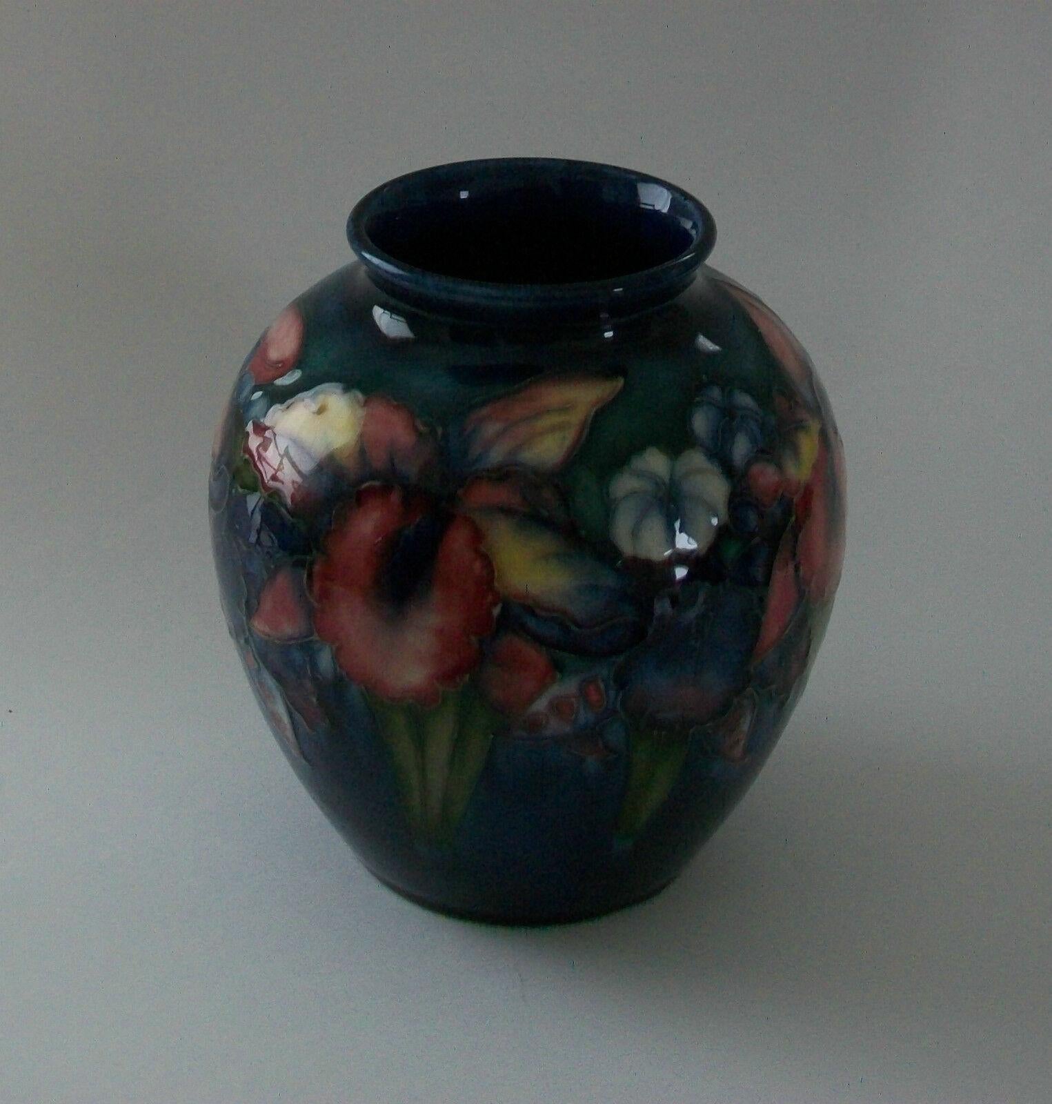 Moorcroft - ''Orchid Pattern'' - Vintage Art Pottery Vase, U K, Mid ...
