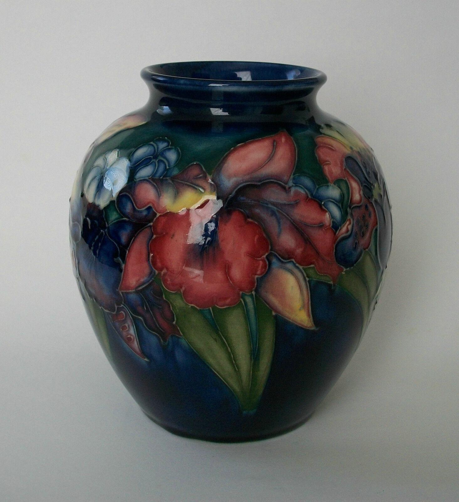 Moorcroft - ''Orchid Pattern'' - Vintage Art Pottery Vase, U K, Mid ...