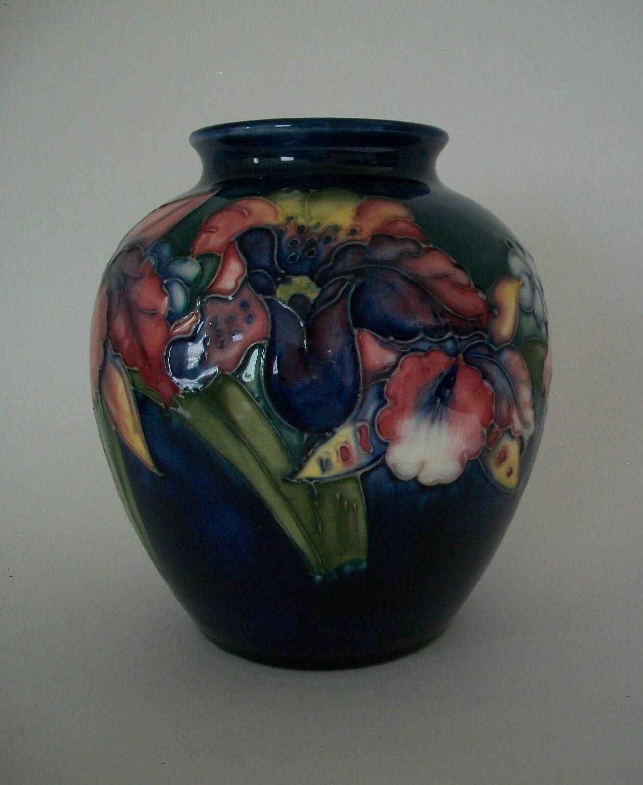 Moorcroft - ''Orchid Pattern'' - Vintage Art Pottery Vase, U K, Mid ...