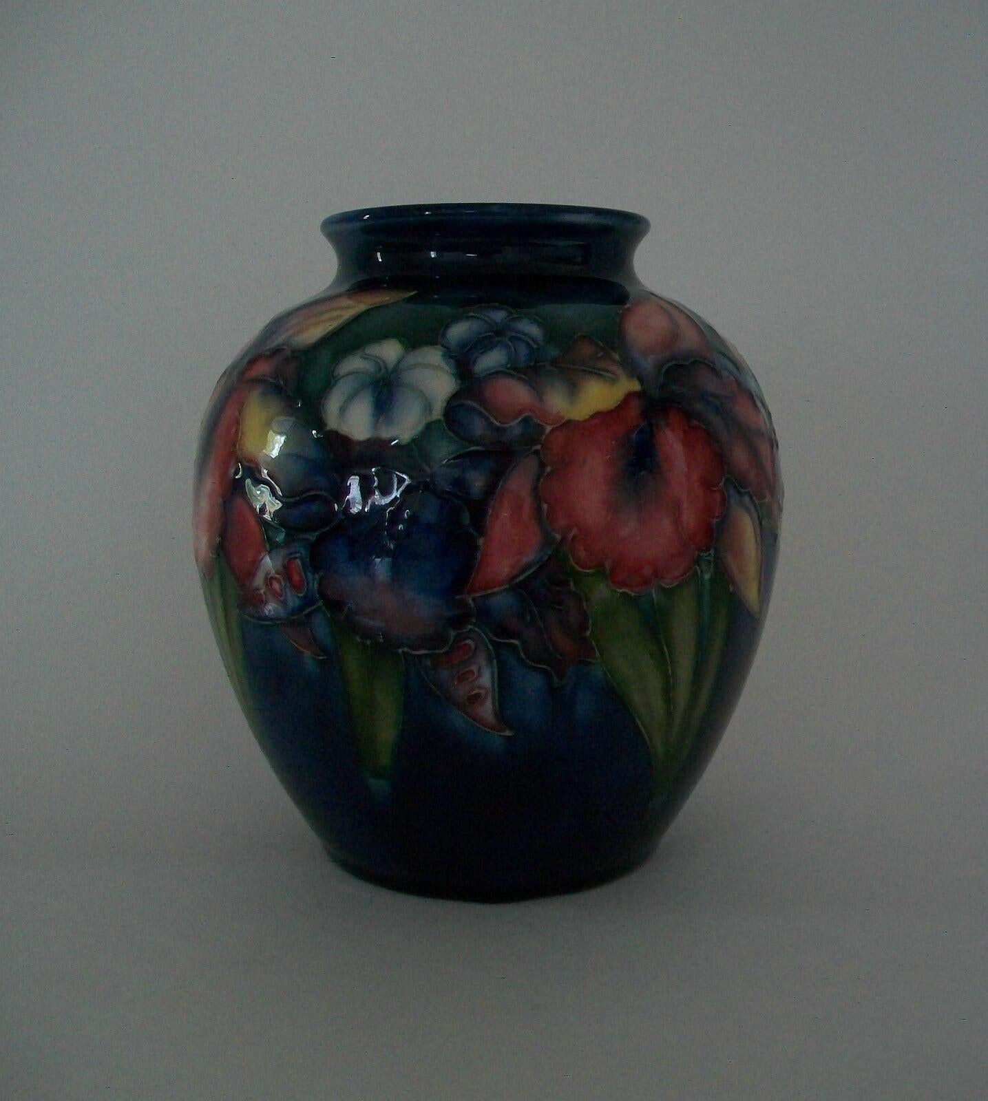 Moorcroft - ''Orchid Pattern'' - Vintage Art Pottery Vase, U K, Mid ...