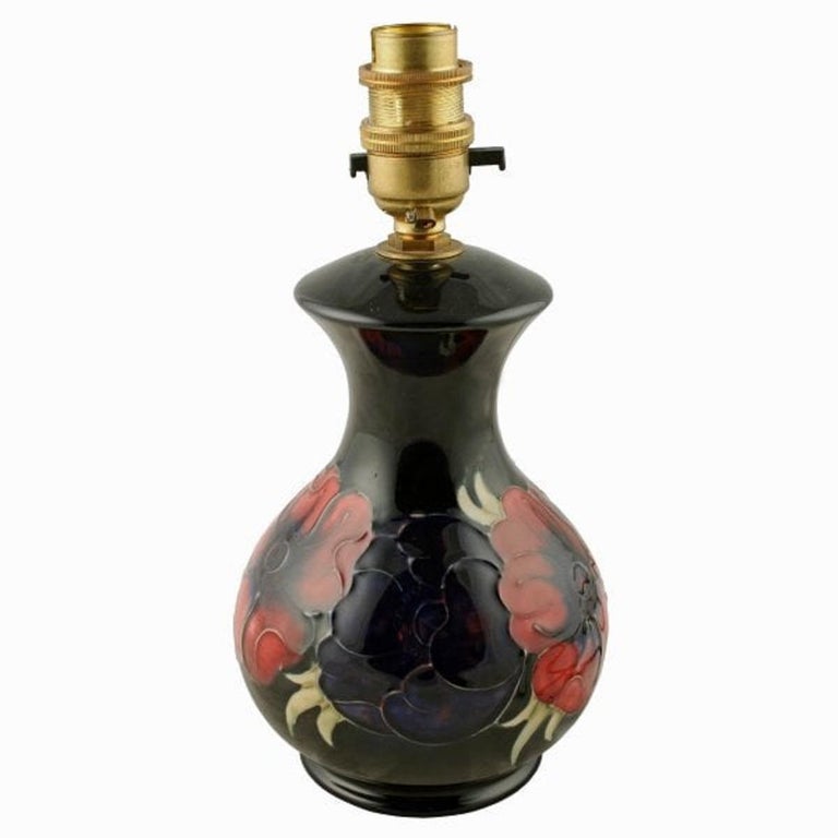 Moorcroft Pansy Pattern Table Lamp, 20th Century For Sale at 1stDibs