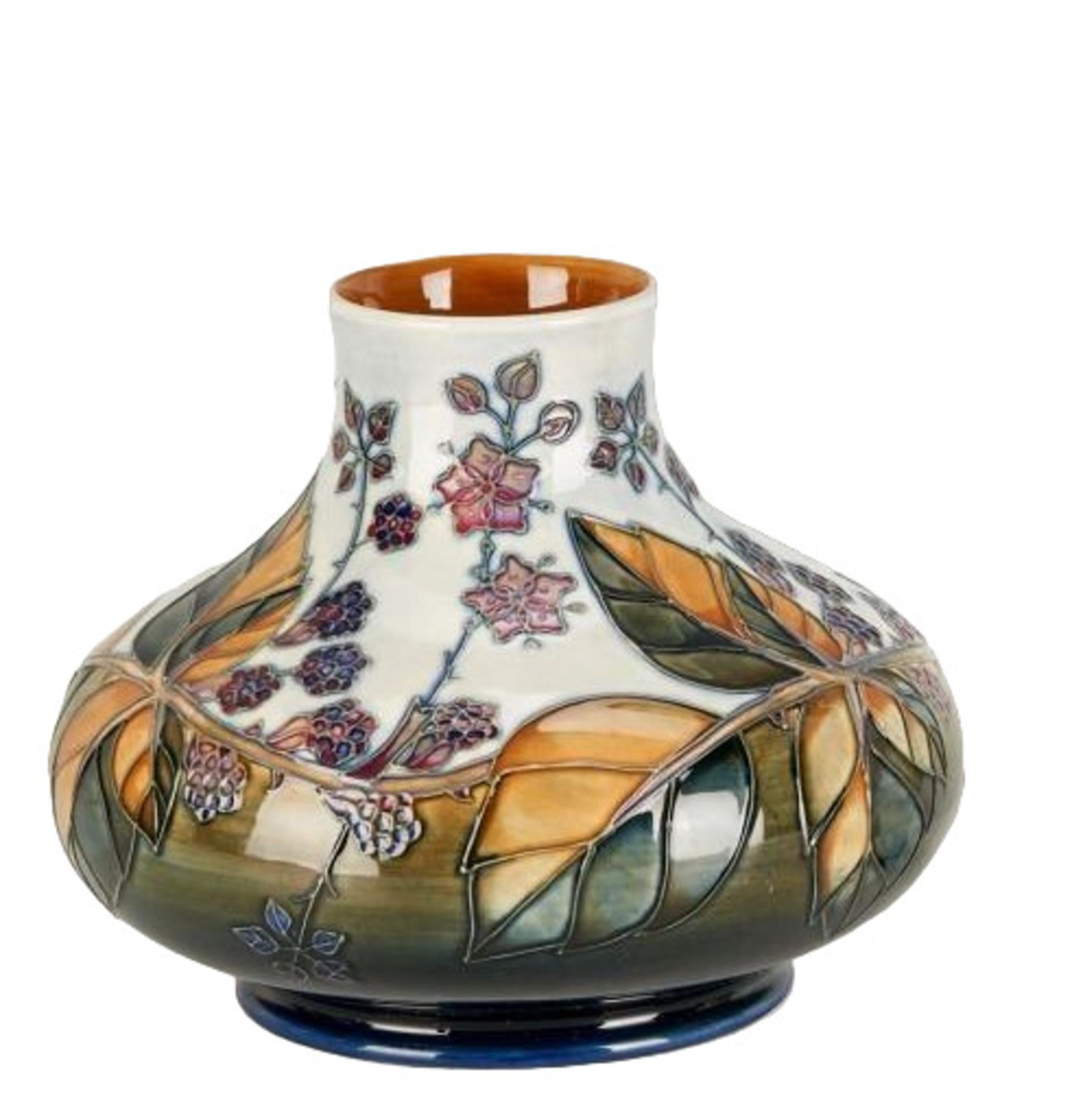Moorcroft Pottery Bramble pattern vase, circa 1999, designed by Sally ...