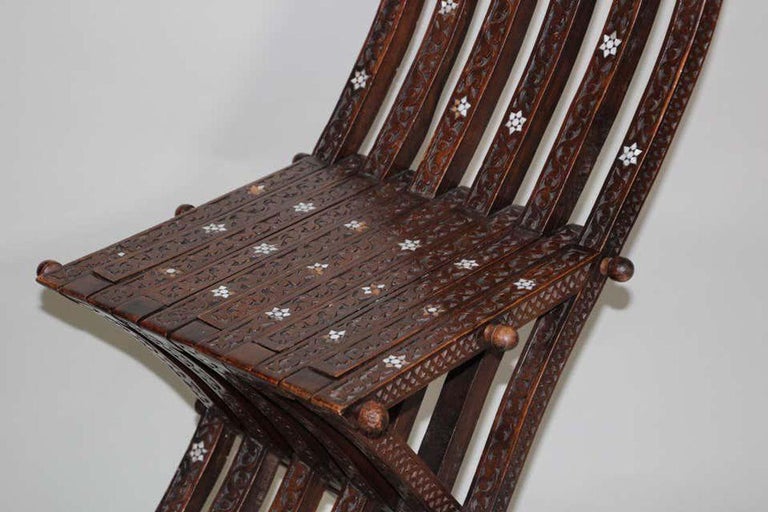 Moorish 19th Century Middle Eastern Inlaid Folding Chair For Sale at ...