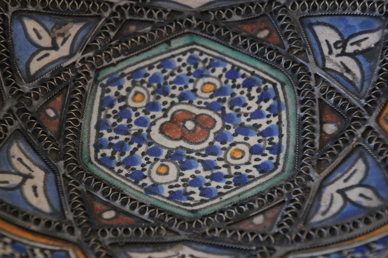 Moorish Ceramic Bowl Adorned with Silver Filigree from Fez For Sale at ...