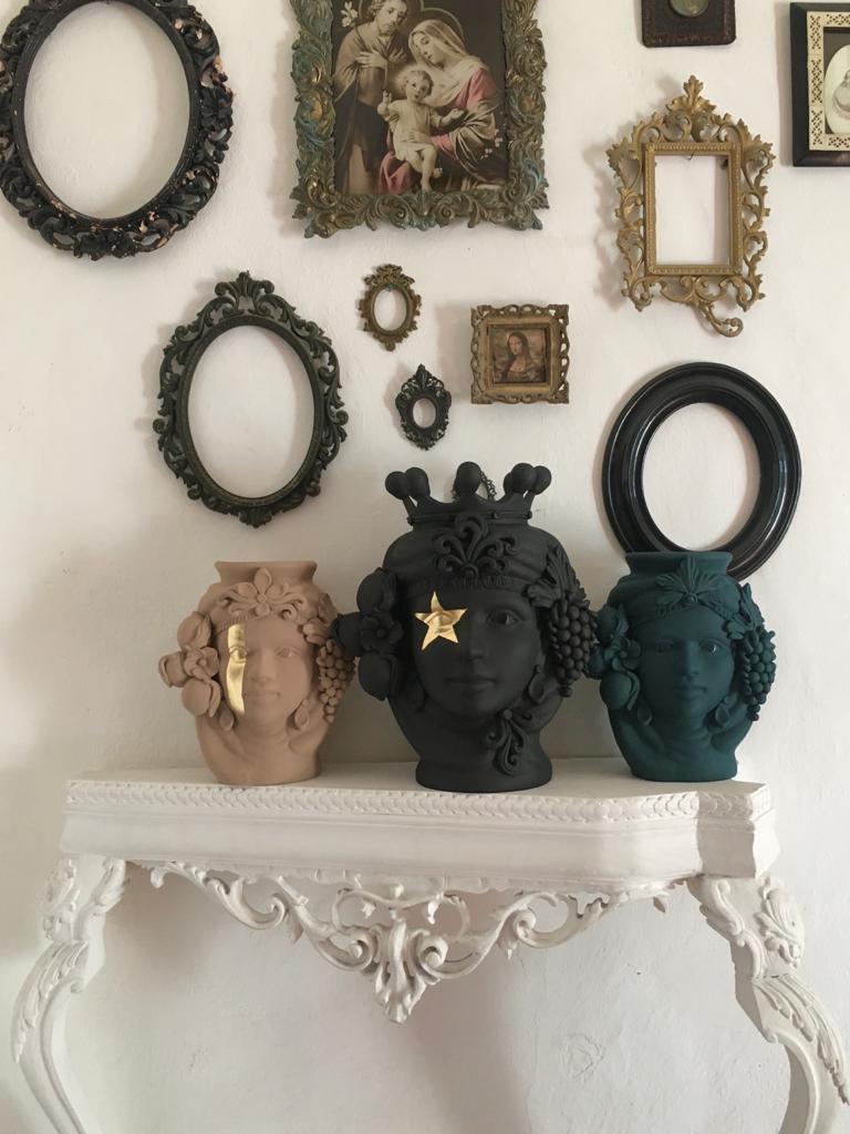 Moorish Heads Vases "Agrigento Bordeaux", Handmade in Italy, 2019 ...