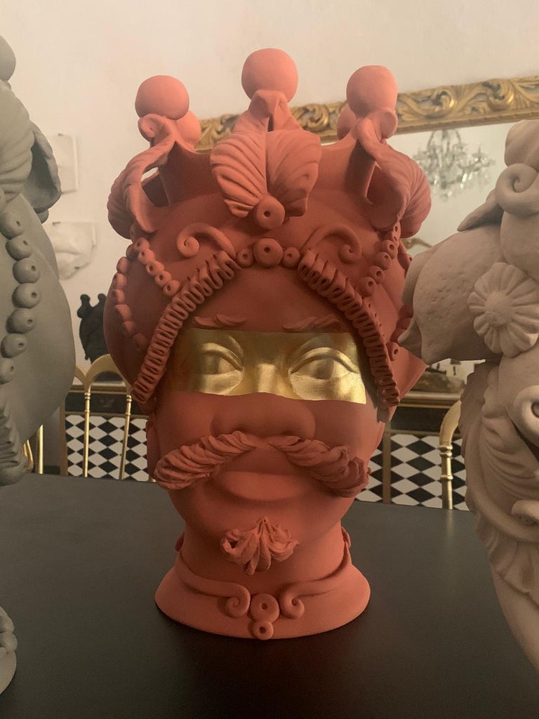 Moorish Heads Vases "Mars with gold", Handmade in Italy, 2019, Home ...