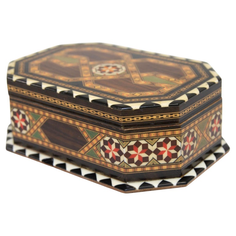 Moorish Inlaid Marquetry Jewelry Box Spain For Sale at 1stDibs