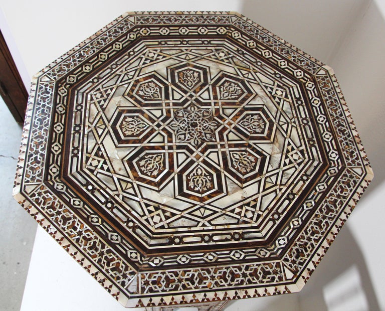 Moorish Middle Eastern Large Pedestal Tables Inlaid with Shell, 19th C ...