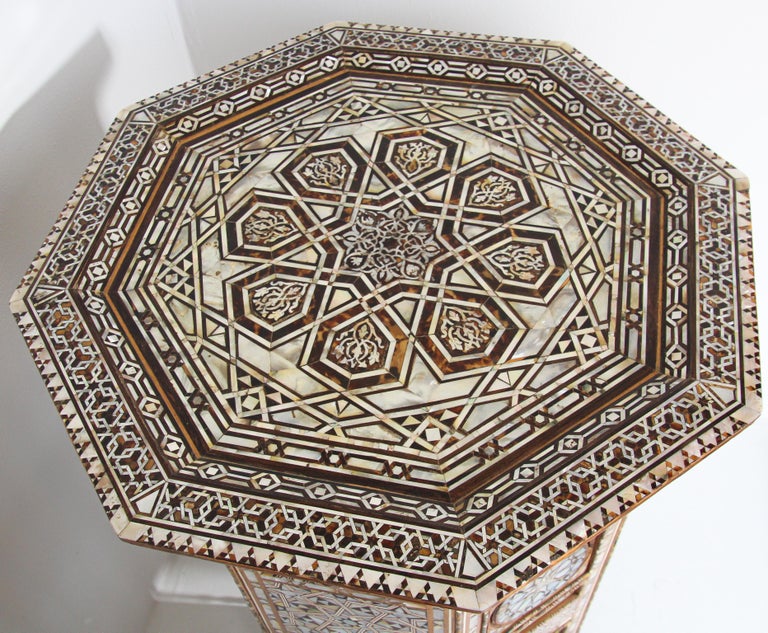 Moorish Middle Eastern Large Pedestal Tables Inlaid with Shell, 19th C ...