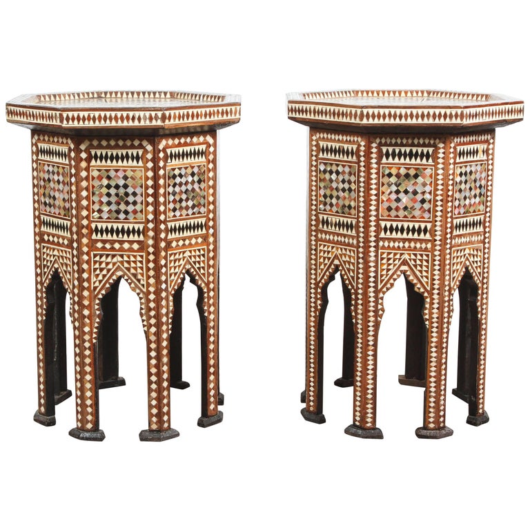 Moorish Octagonal Tables Inlay with Mother of Pearl at 1stDibs
