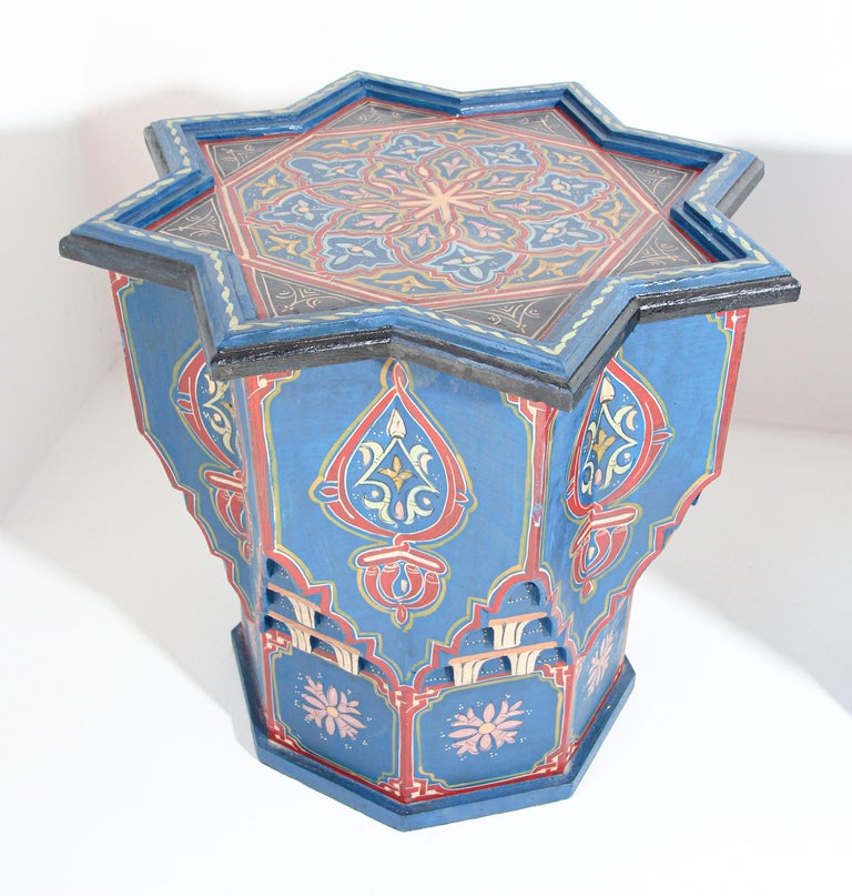 Moorish Star Shape Blue Pair of Side tables For Sale at 1stDibs