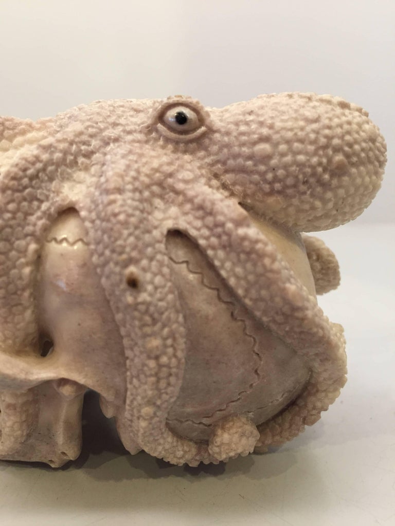 Moose Antler Carving of a Skull in the Grip of an Octopus at 1stDibs