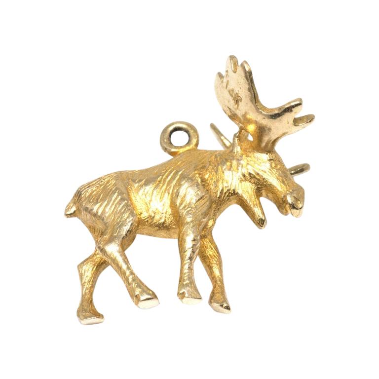 Moose Vintage 14 Karat Yellow Gold Charm at 1stDibs