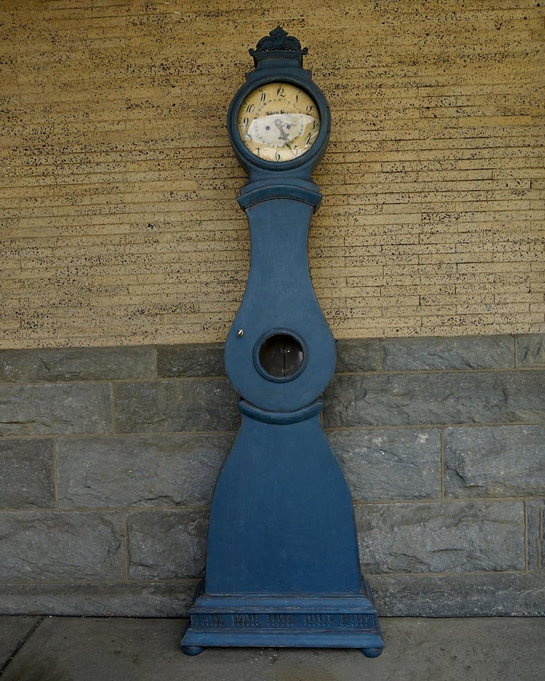 Mora Clock with Floral Crest at 1stDibs