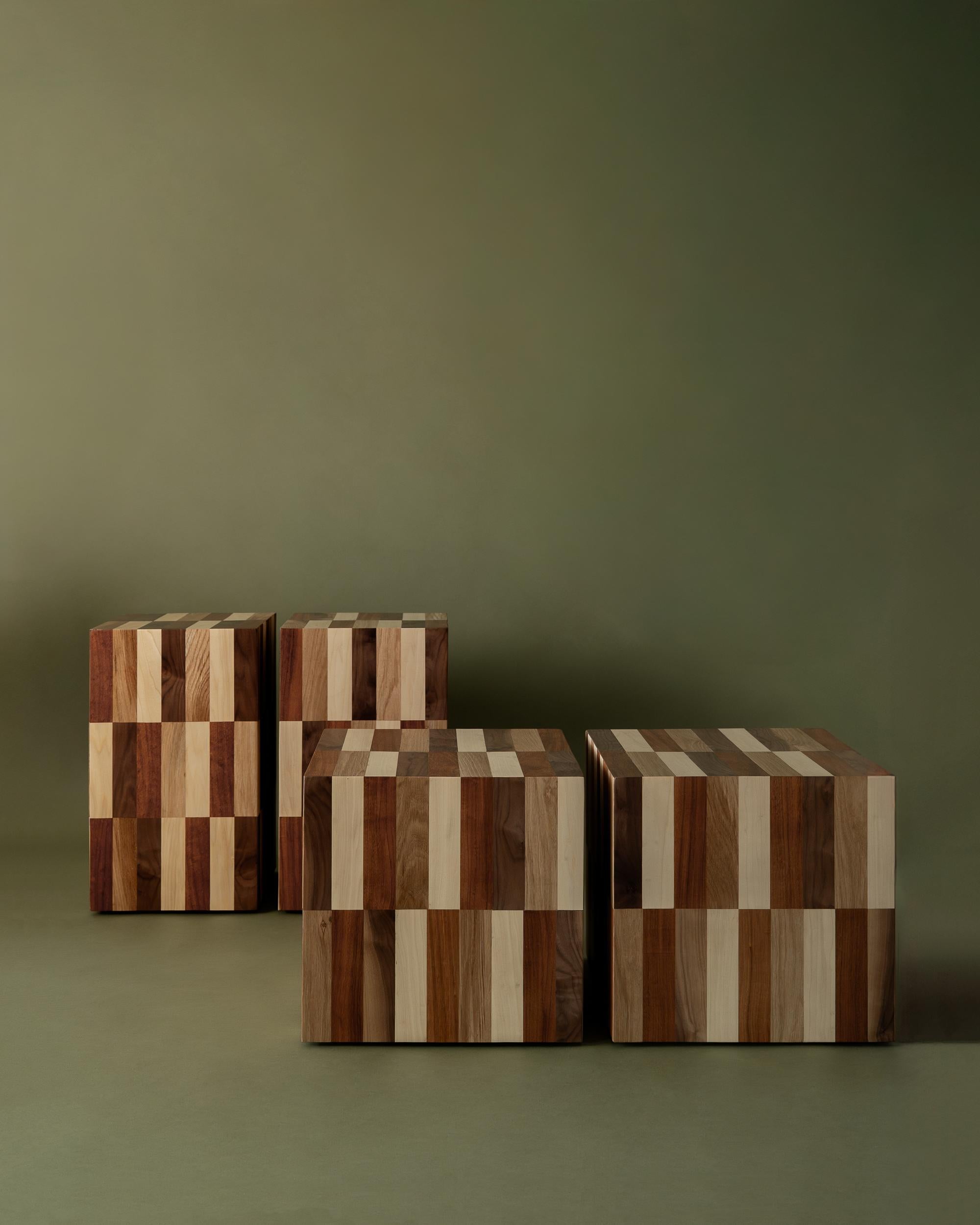 MORA Side Table in Tzalam, Oak, Maple and Walnut by Daniel Couttolenc ...