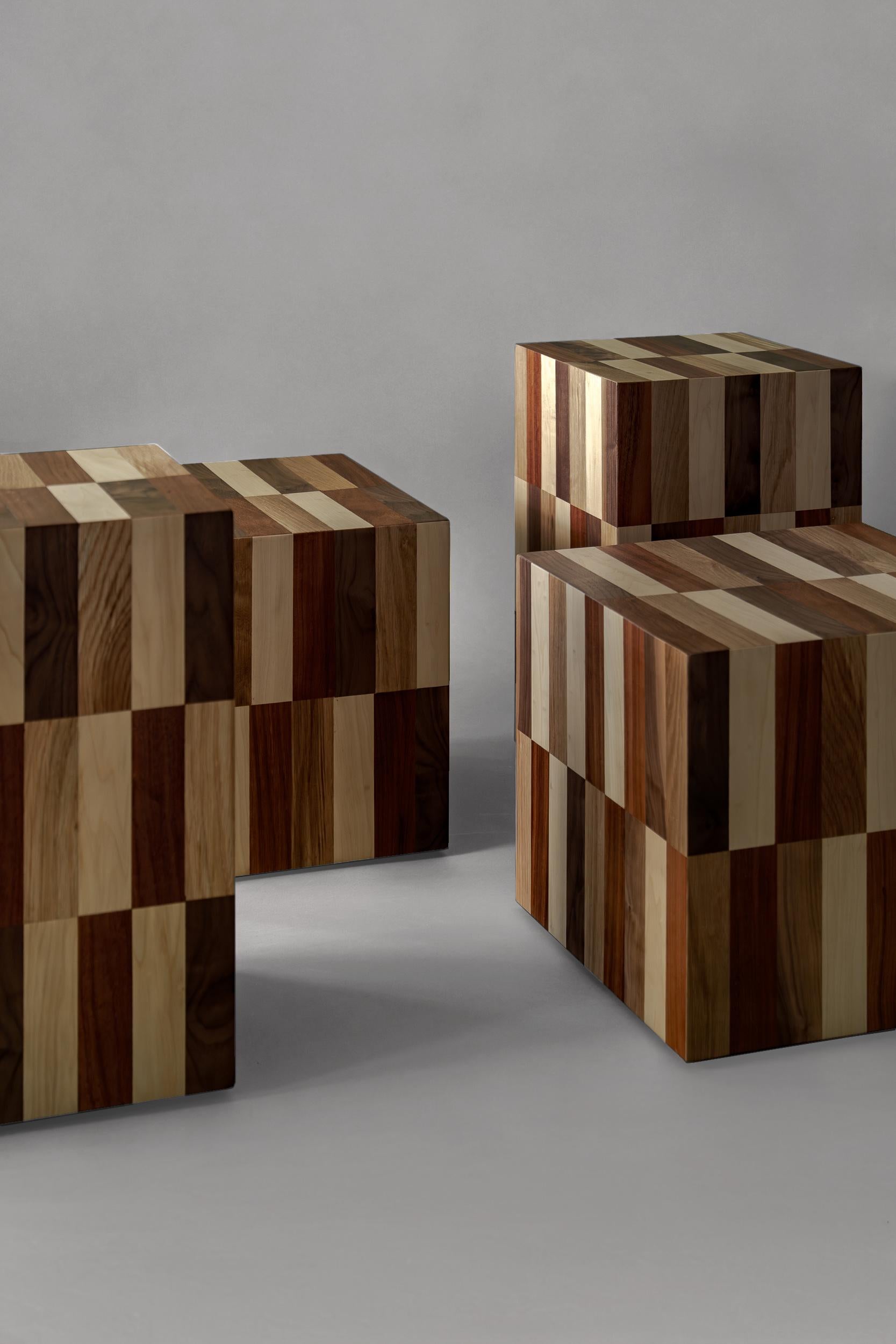 MORA Side Table in Tzalam, Oak, Maple and Walnut by Daniel Couttolenc ...