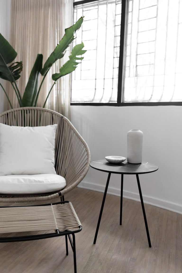 Moray Steel and Black Marble Large Side Table For Sale at 1stDibs