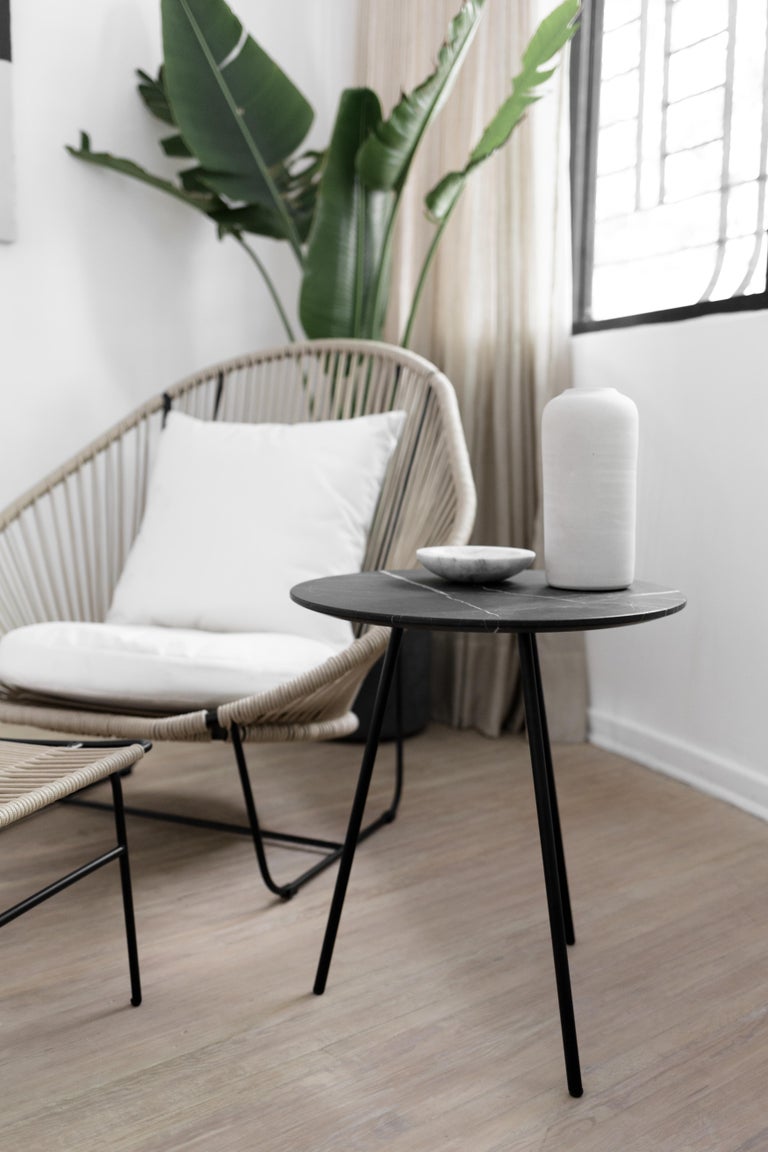 Moray Steel and Black Marble Large Side Table For Sale at 1stDibs