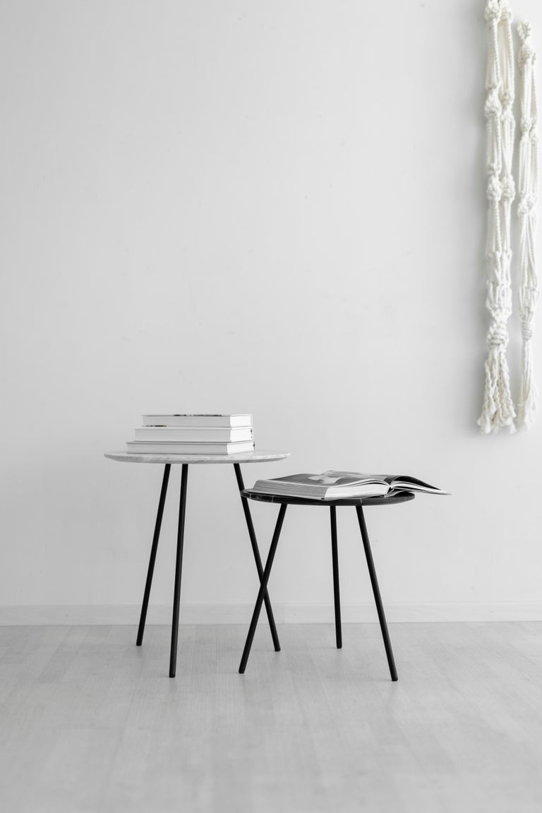 Moray steel and marble Side Tables set For Sale at 1stDibs