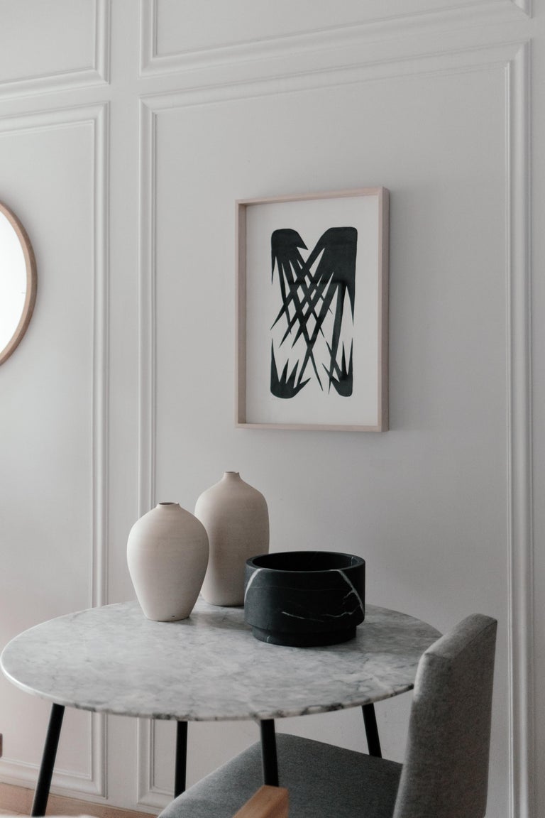 Moray Steel and White Marble Breakfast Table For Sale at 1stDibs