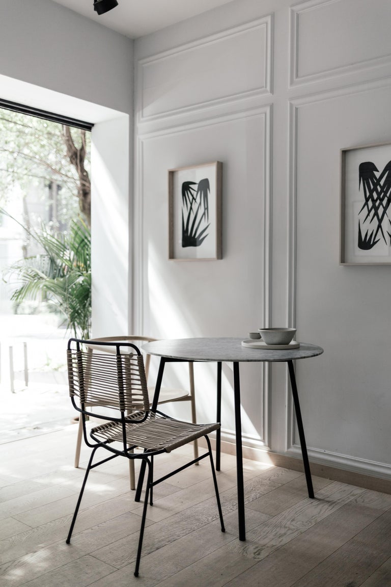 Moray Steel and White Marble Breakfast Table For Sale at 1stDibs