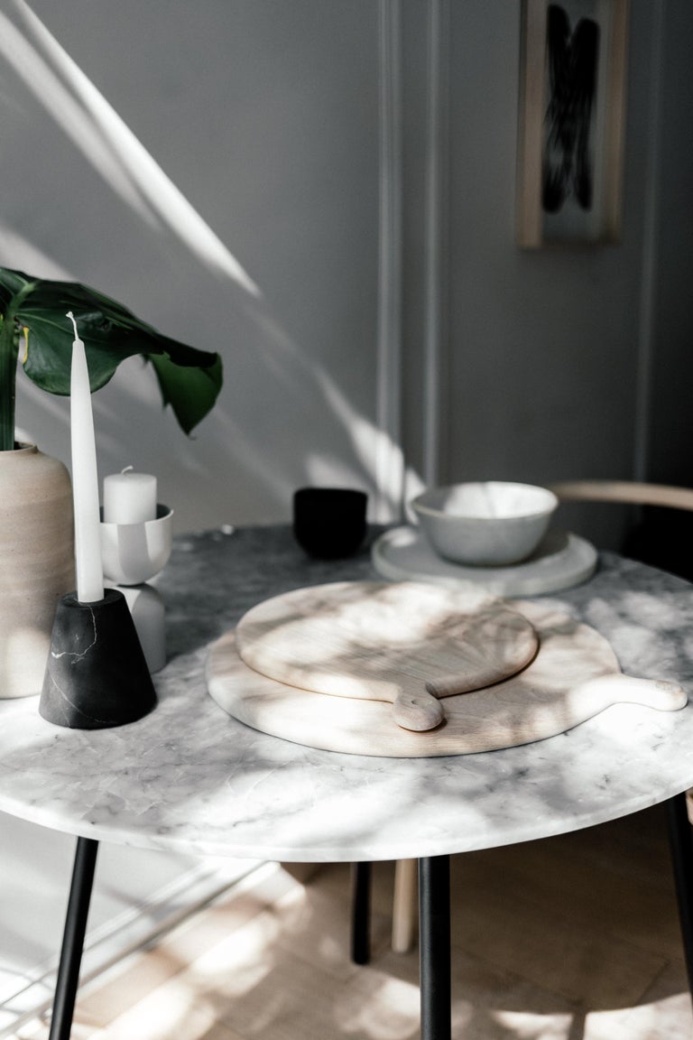 Moray Steel and White Marble Breakfast Table For Sale at 1stDibs