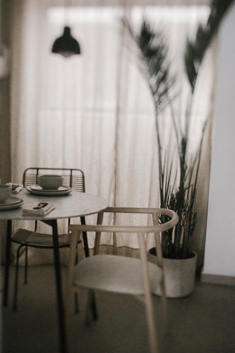 Moray Steel and White Marble Breakfast Table For Sale at 1stDibs
