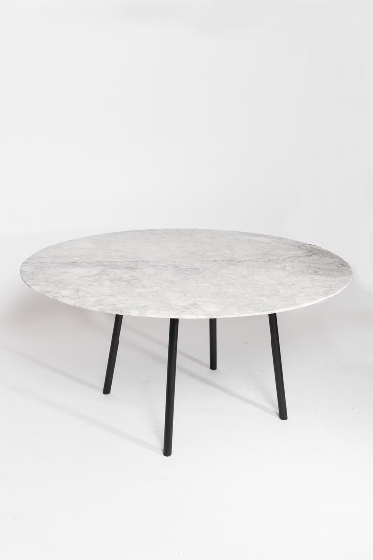 Moray Steel and White Marble Dinning Table For Sale at 1stdibs