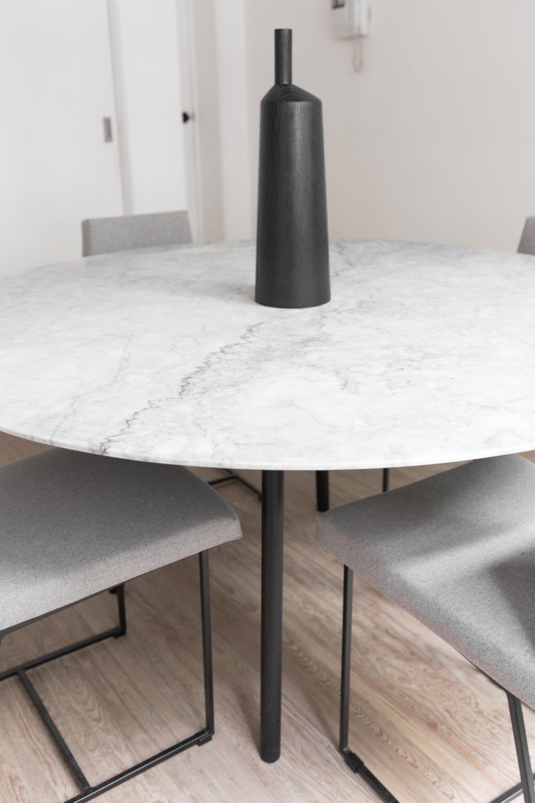 Moray steel and white marble Dinning Table For Sale at 1stDibs