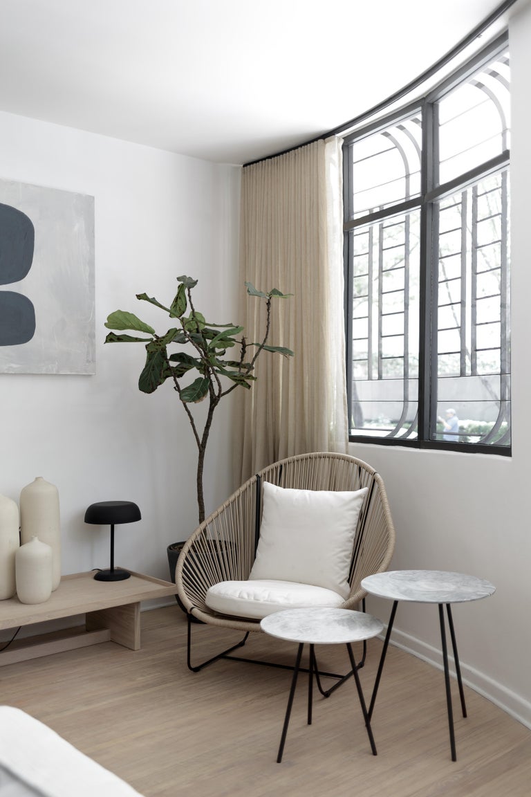 Moray Steel and White Marble Small Side Table For Sale at 1stDibs