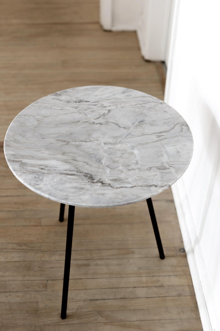 Two Moray steel and one of a kind white marble Side Tables set 01 For ...