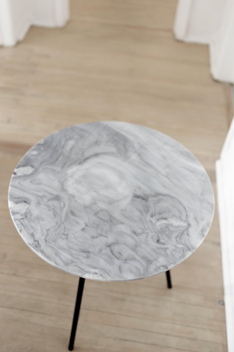 Two Moray steel and one of a kind white marble Side Tables set 02 For ...