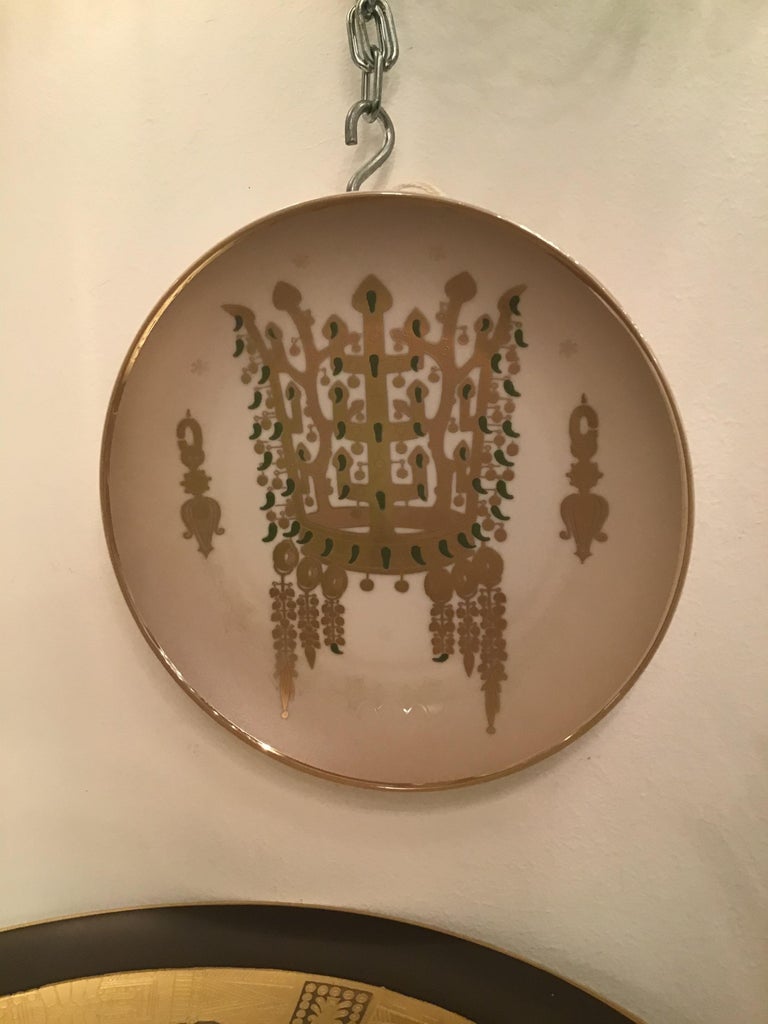 Morbelli Porcelain “Dinastia Silla” Wall Plates Worked with Pure Gold ...