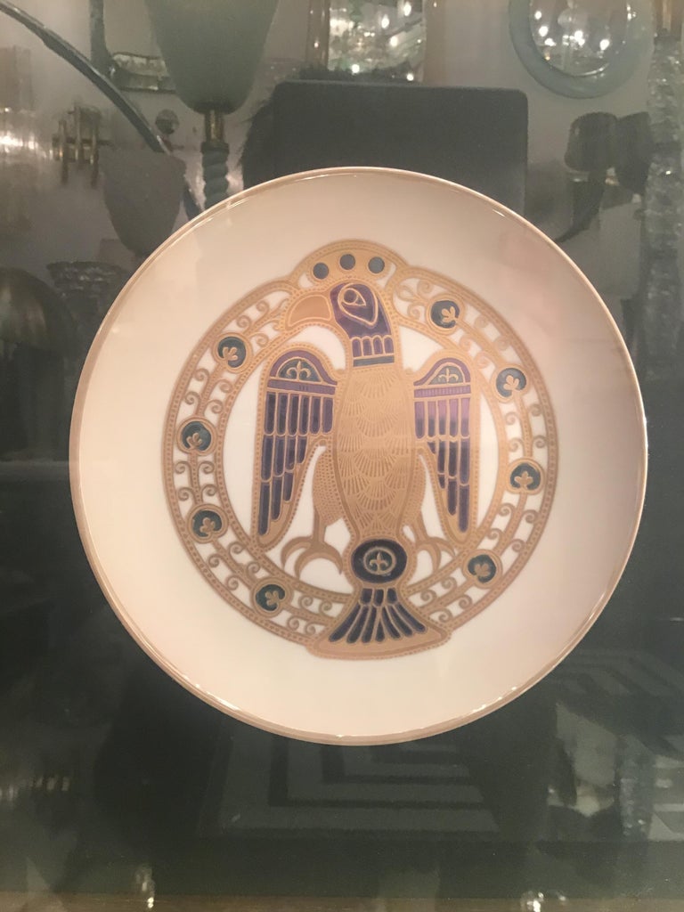 Morbelli Porcelain Wall Plate Worked with Pure Gold 1960 Italy For Sale ...