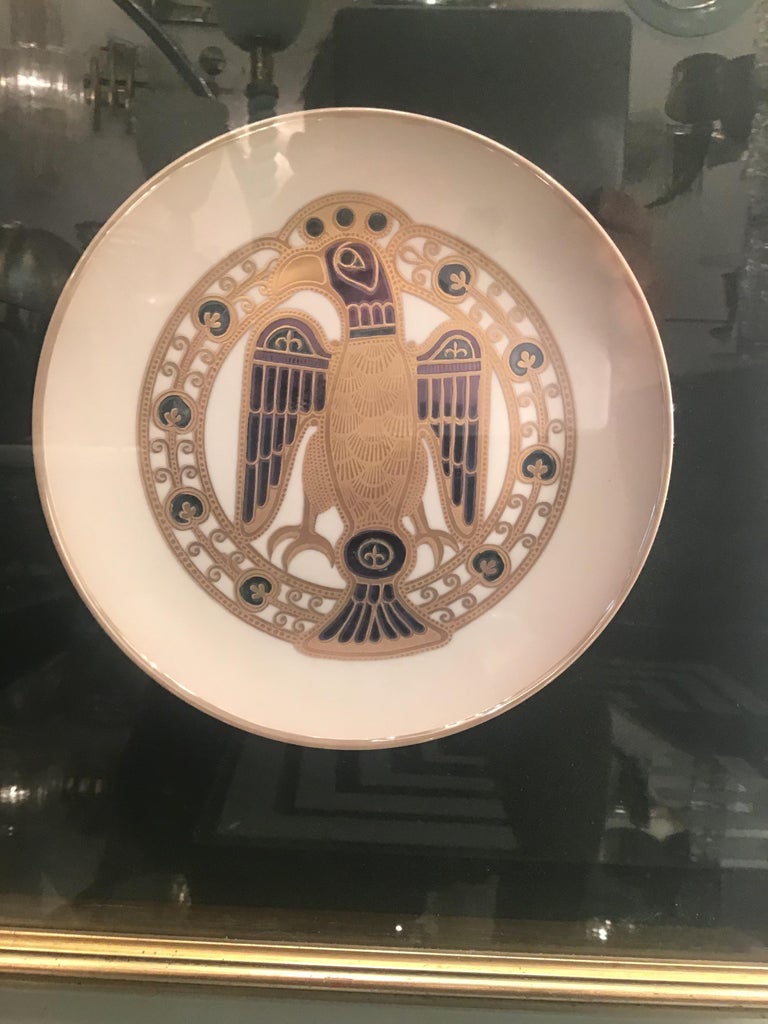 Morbelli Porcelain Wall Plate Worked with Pure Gold 1960 Italy For Sale ...