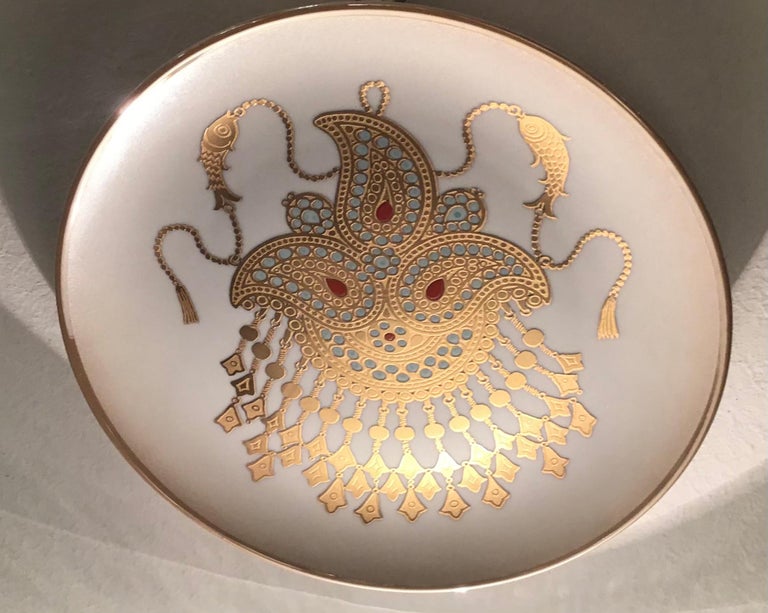 Morbelli Porcelain Wall Plates Worked with Pure Gold, 1960, Italy For ...