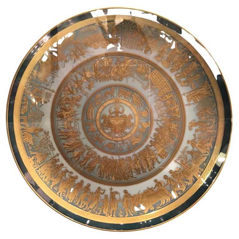 Morbelli Porcelain Wall Plates Worked with Pure Gold 1960 Italy For ...