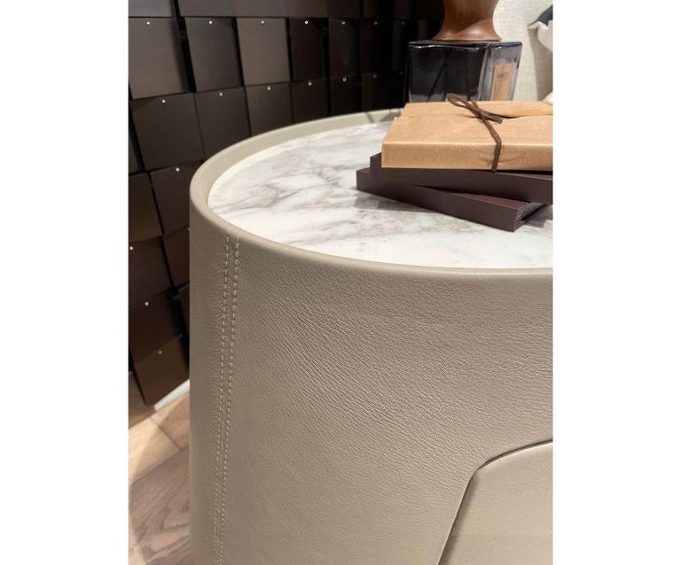 Morfeo Bed Side Tables in Leather (Set of 2) Giorgetti Designed By Carlo Colombo at 1stDibs