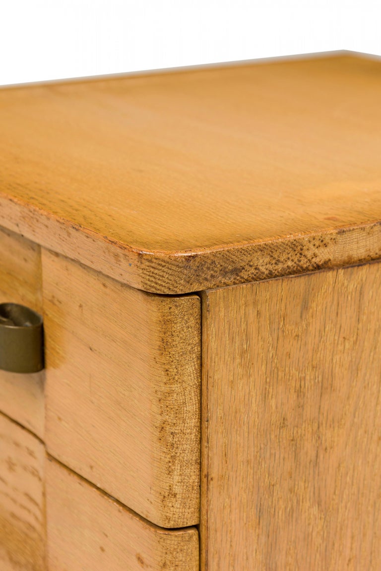 Morgan Furniture Light Wooden Three Drawer Brass Scroll Handled Bedside ...