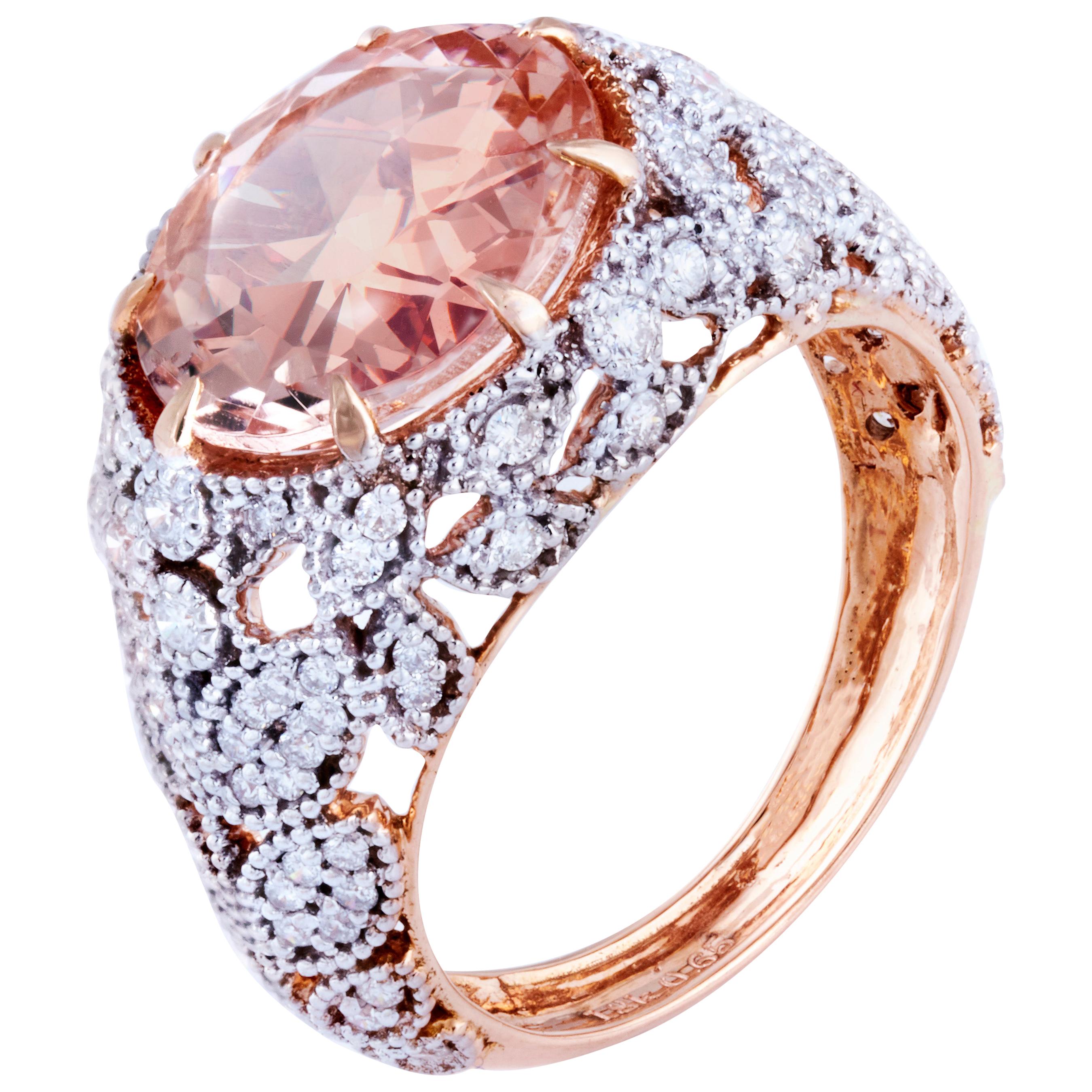 18 Karat Rose Gold Diamond Fashion Ring For Sale at 1stDibs