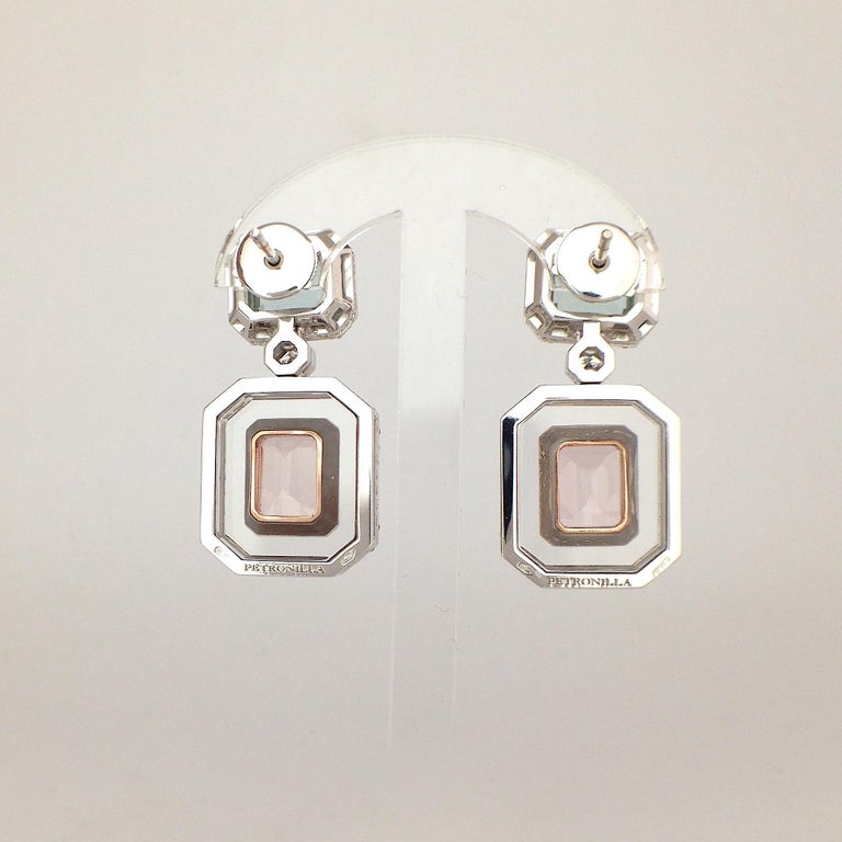 Morganite Green Beryl Diamond 18Kt Gold Rock Crystal Earrings and ...