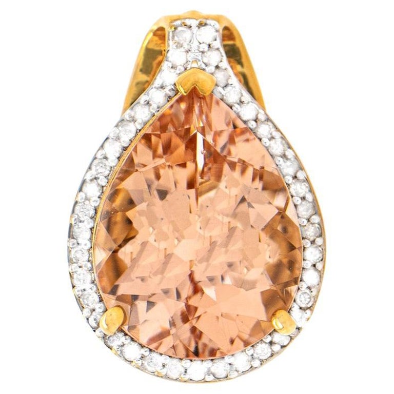 Morganite Pendant 6.85 Carat with Diamonds 10K Yellow Gold For Sale at ...