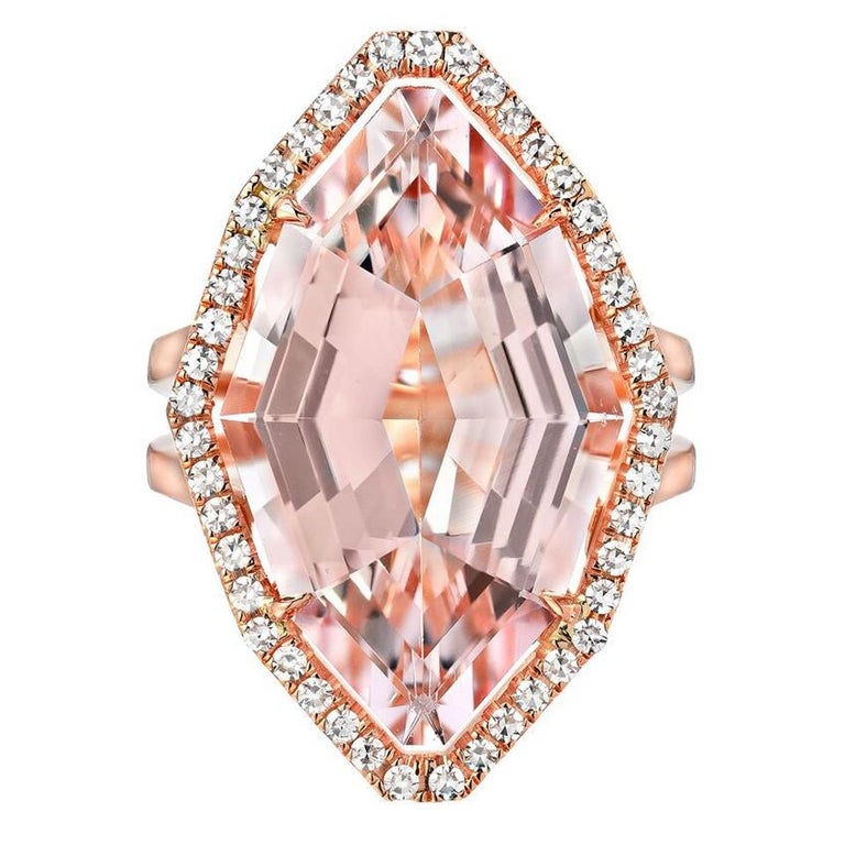 Morganite Ring 10.69 Carat Fancy Cut at 1stDibs