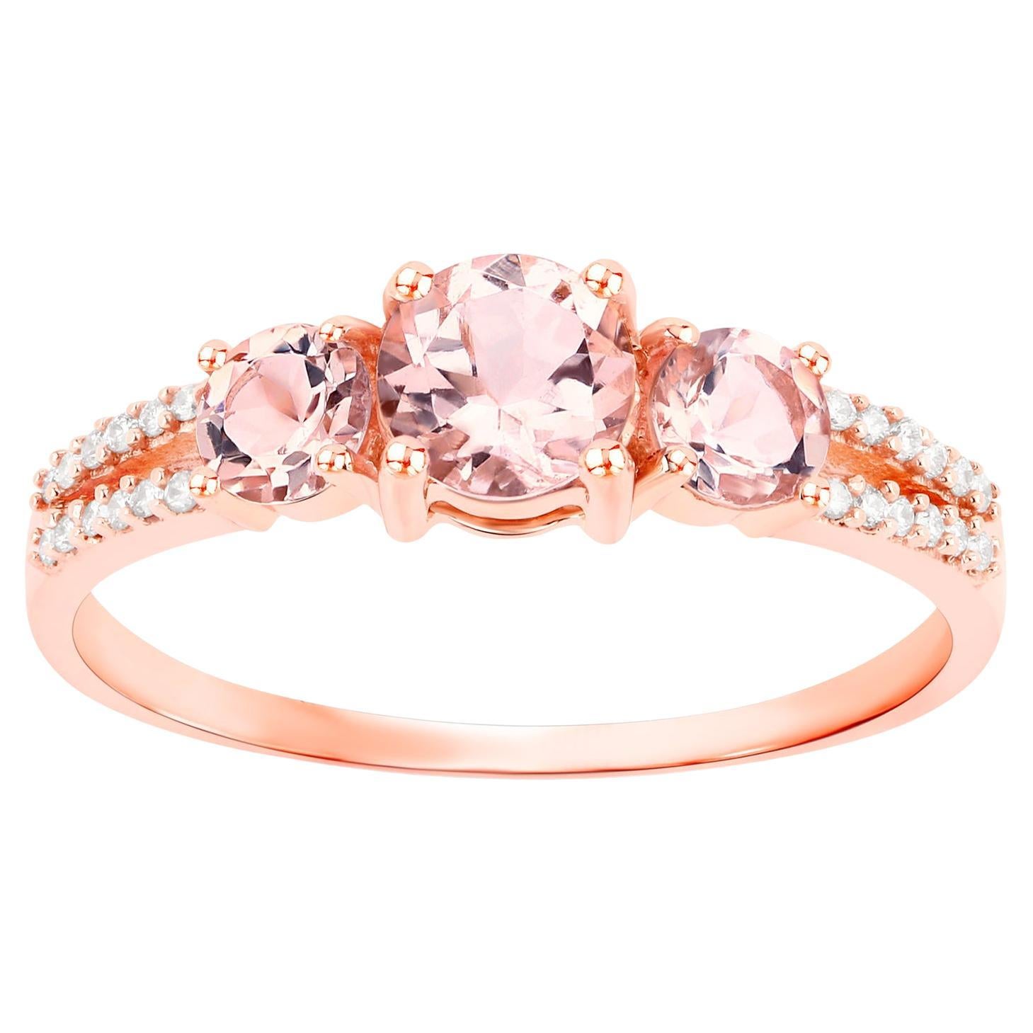 Peach Morganites Yellow White Opal White Diamond Halo Rose Gold Three ...