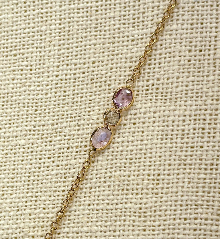 Moritz Glik 18k Rose Gold Diamond Lavender White Sapphire Shaker Necklace For Sale at 1stDibs