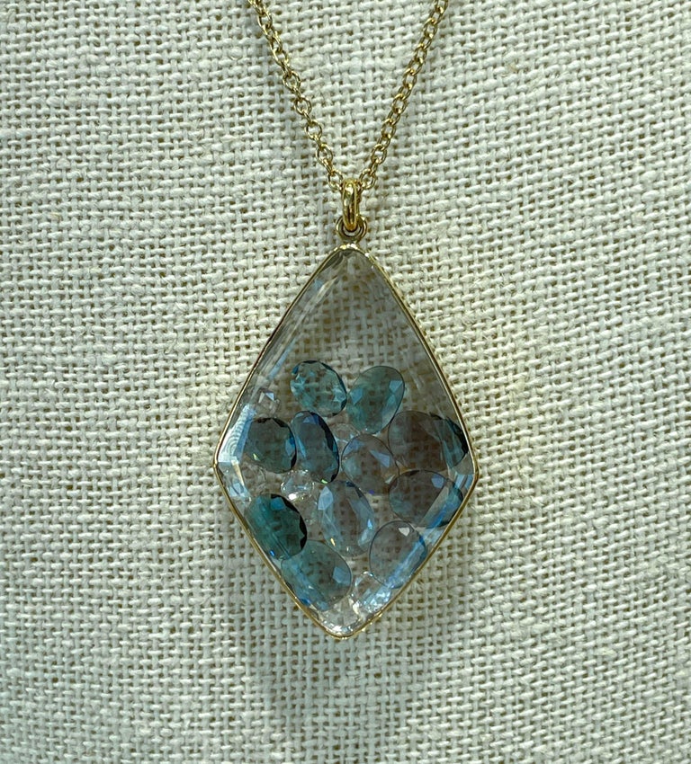 Moritz Glik 18k Yellow Gold Diamond Blue Spinel Shaker Necklace For ...
